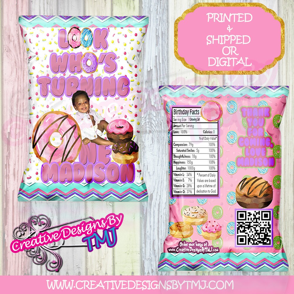 Donut Chip Bags Donut Juice Pouch Donut 1st Birthday Doughnut | Etsy