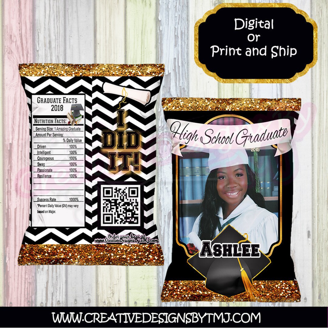 GRADUATION Chip Bag Trunk Party Bags Grad Chipbags Custom Chip Bag ...