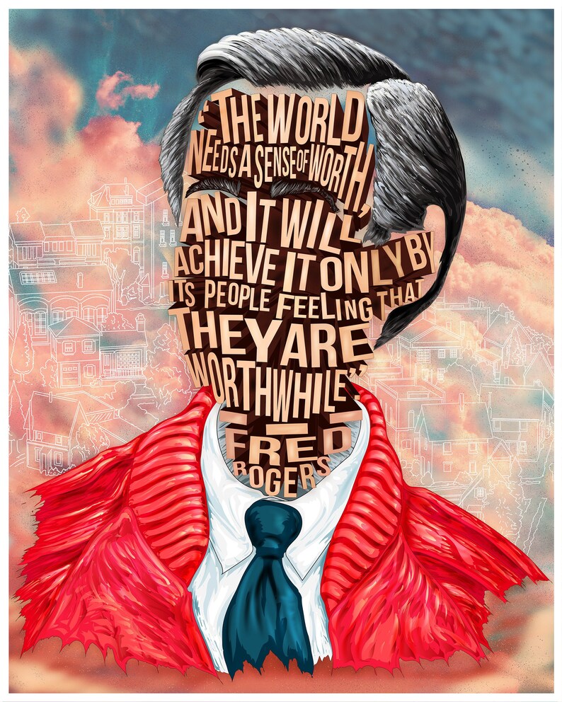 Fred mr Rogers Print Typography and Illustration - Etsy