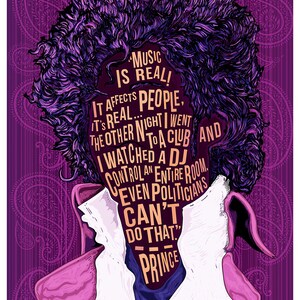 Prince Famous Hair Lines Print Typography and Illustration | Etsy