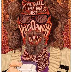 The Dude Famous Hair Lines Print, Typography and Illustration Mix, Fan ...