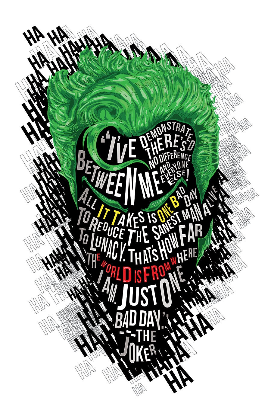 The Joker Famous Hair Lines Print, Typography and Illustration Mix ...