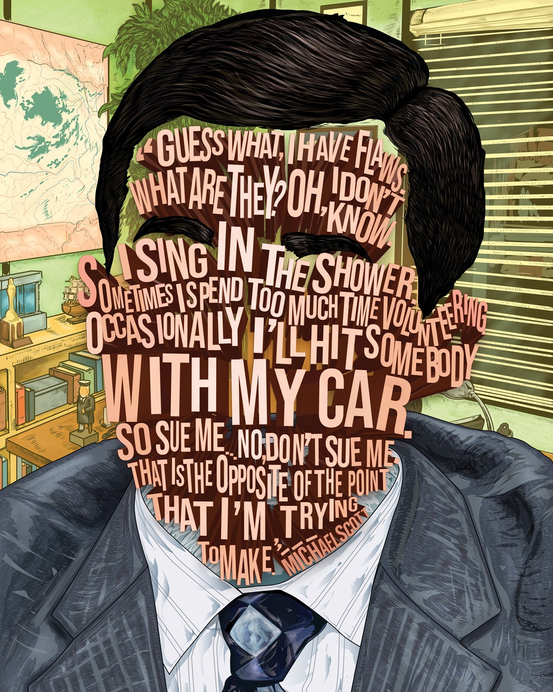 Michael Scott Famous Hair Lines print typography and | Etsy