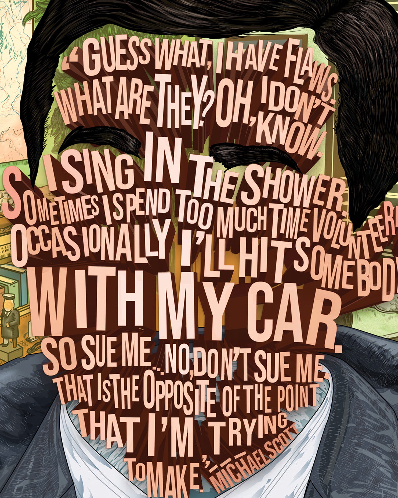 Michael Scott Famous Hair Lines Print Typography and | Etsy