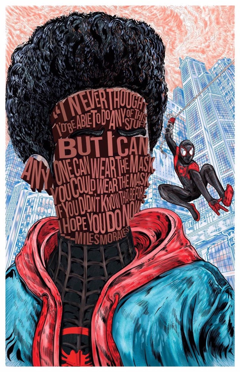 Miles Morales Famous Hair Lines Print Typography and - Etsy