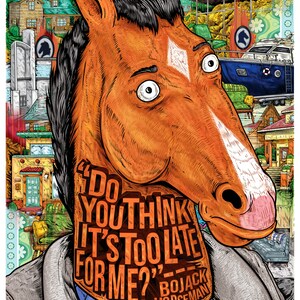 Bojack Horseman Famous Hair Lines Print, Typography and Illustration ...