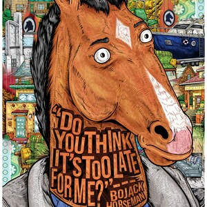 Bojack Horseman Famous Hair Lines Print, Typography and Illustration ...