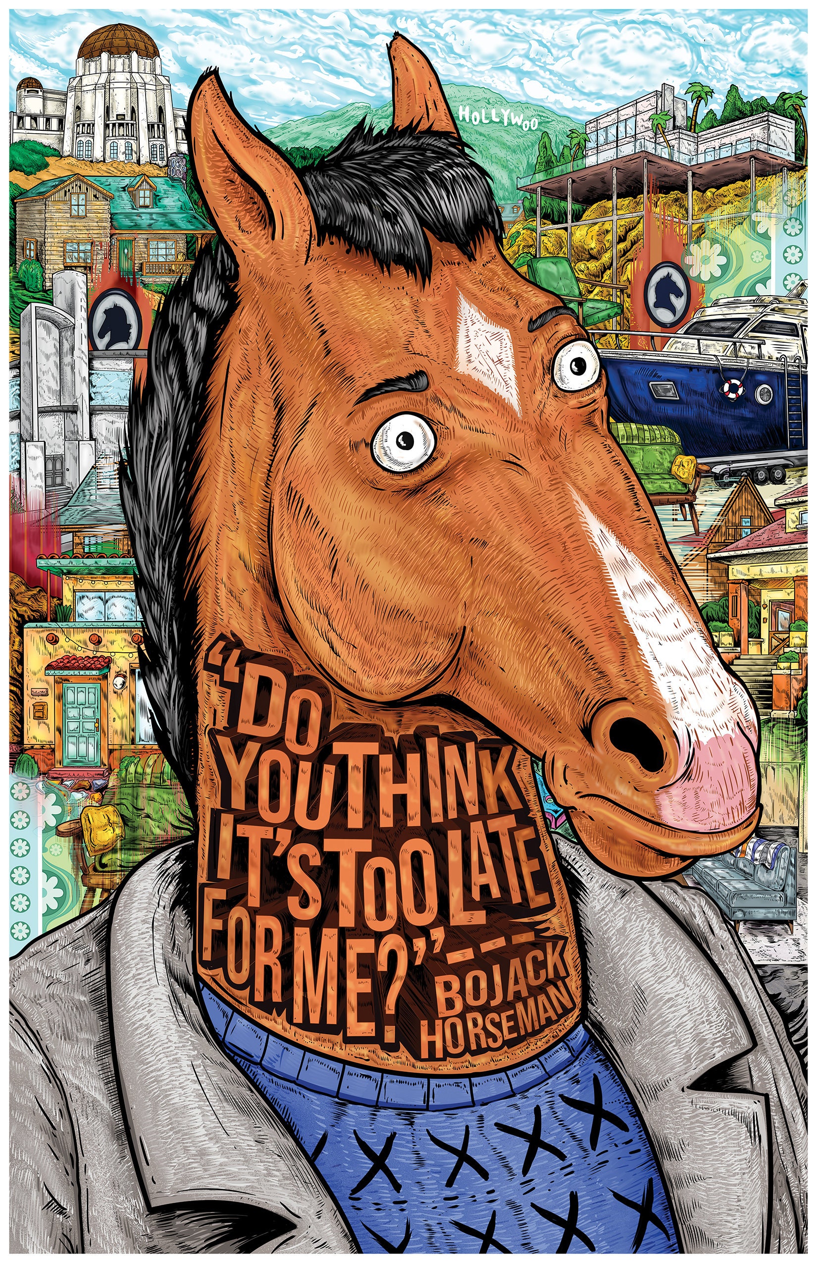 Bojack Horseman Famous Hair Lines impresión tipografía y | Etsy