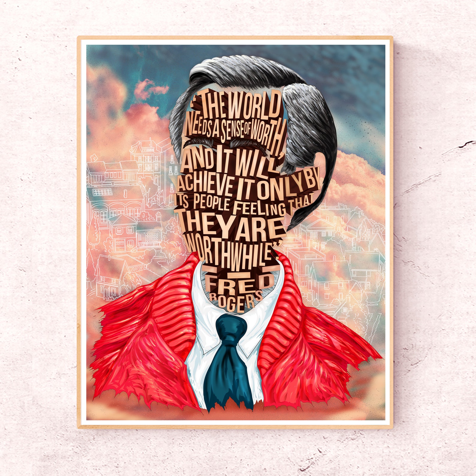 Fred Mr Rogers print typography and illustration | Etsy