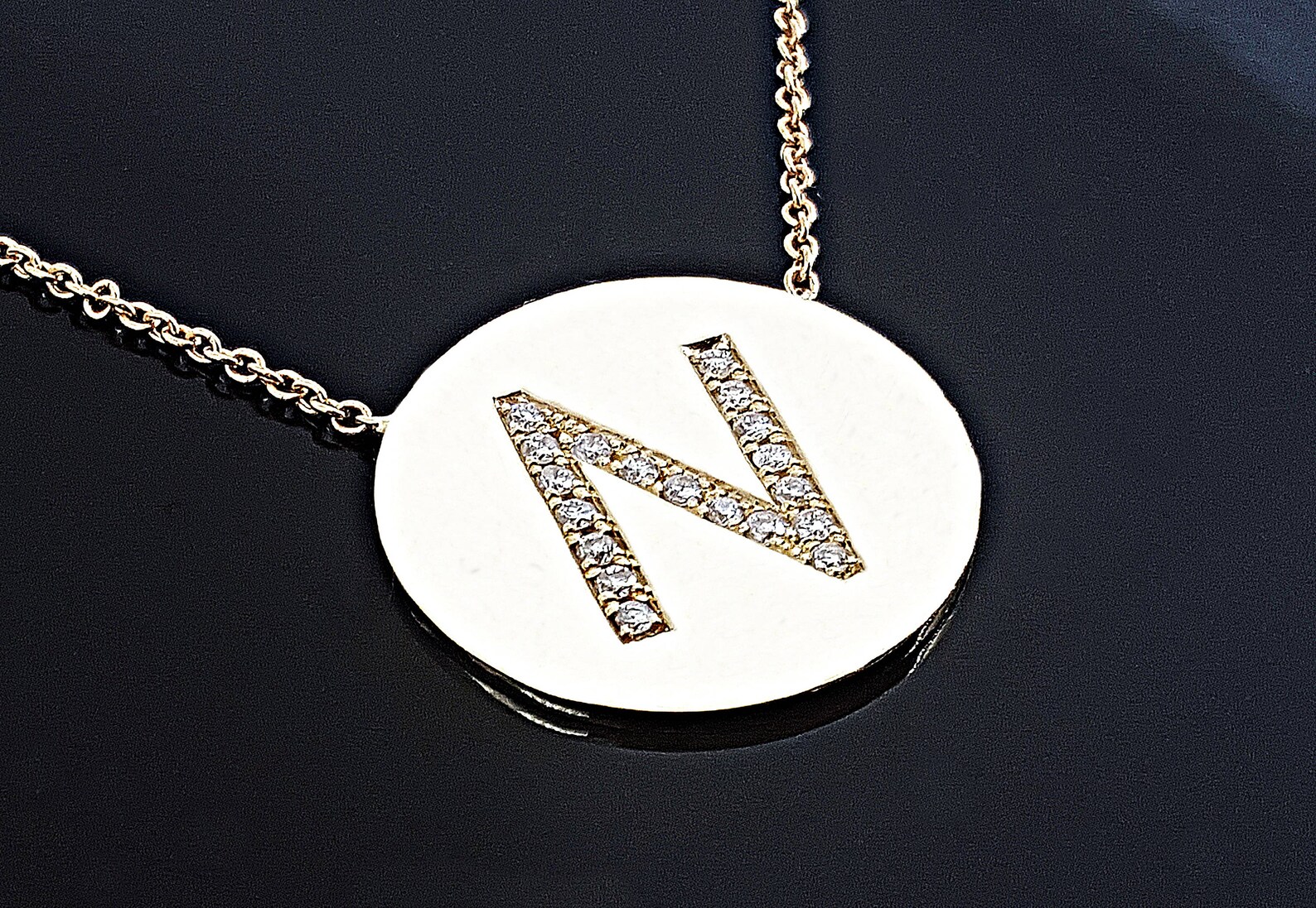 Diamond Initial Necklace Diamond Letter Necklace 14k Solid | Etsy