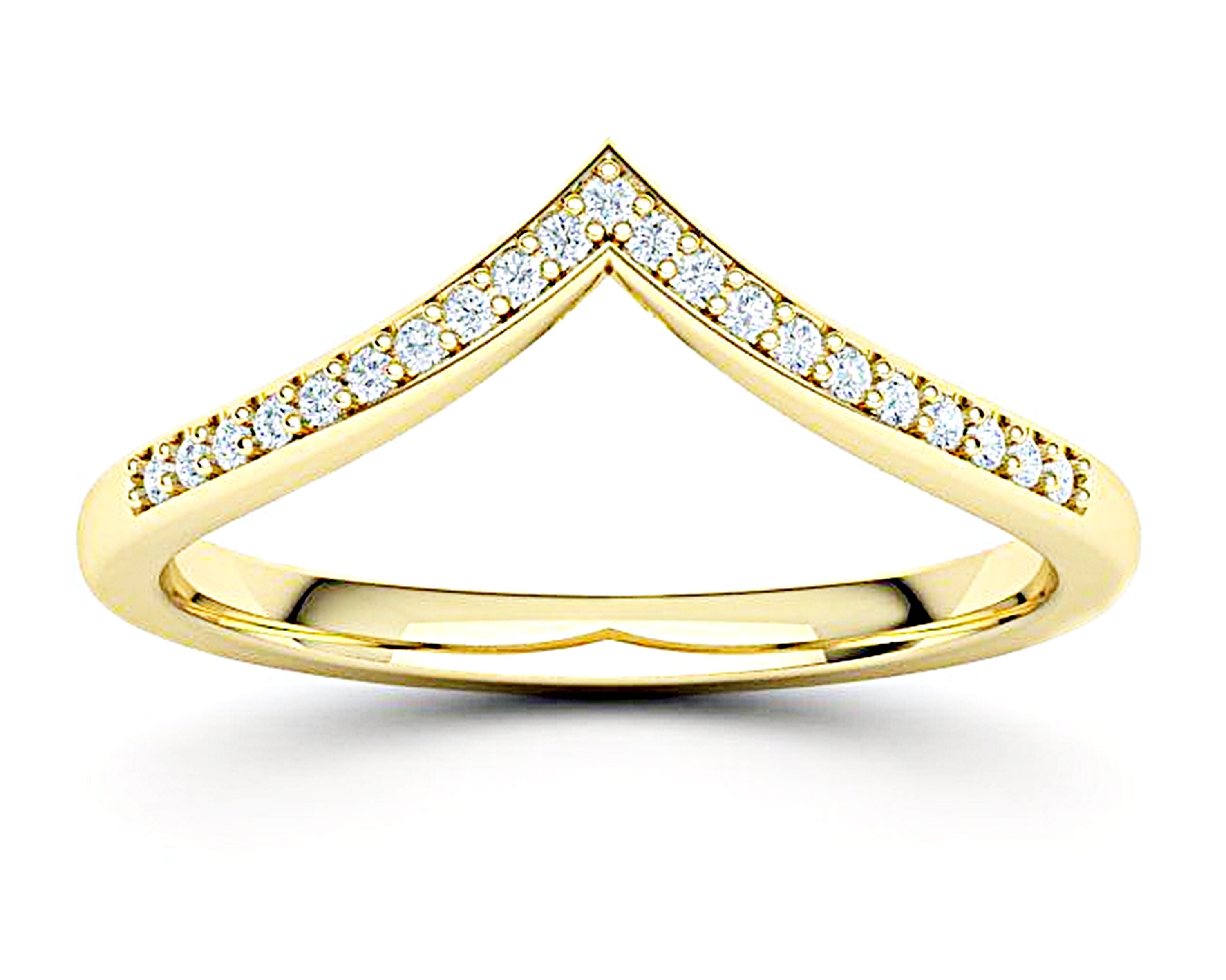 14k Chevron Diamond Ring Solid Gold Diamond V ring | Etsy