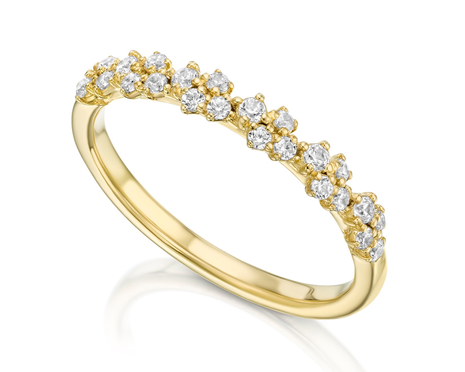 Diamond Cluster Band Ring Gold Multistone Diamond Ring - Etsy