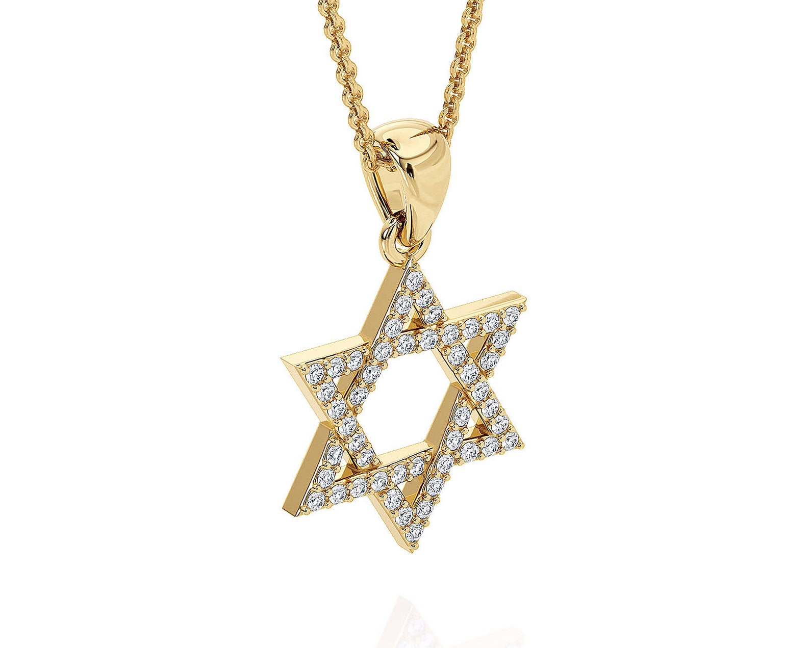 Diamond Star of David Necklace / 14k Solid Gold Magen David - Etsy