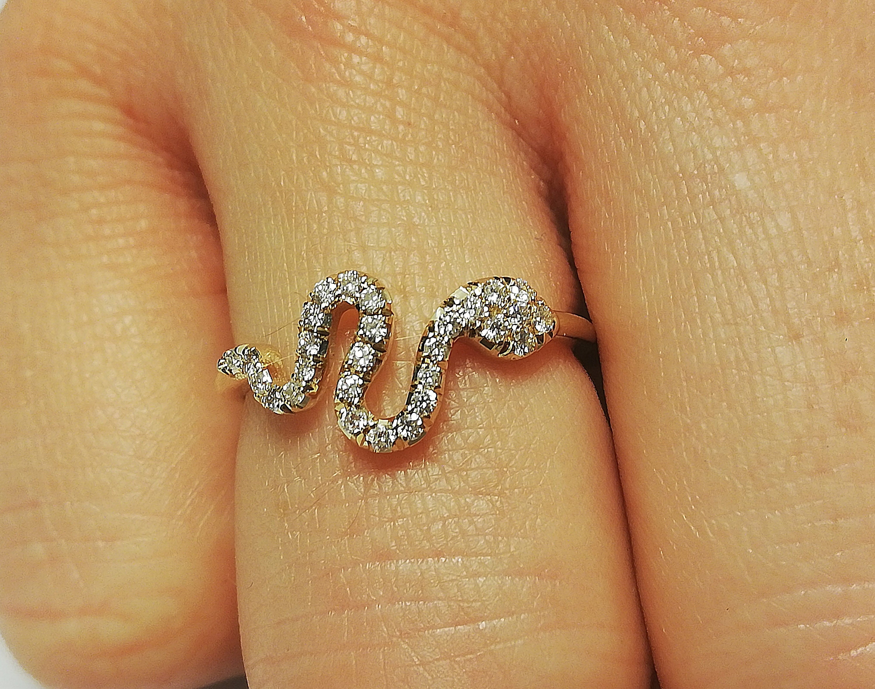 Diamond Snake Ring Set With 28 Diamonds | Etsy