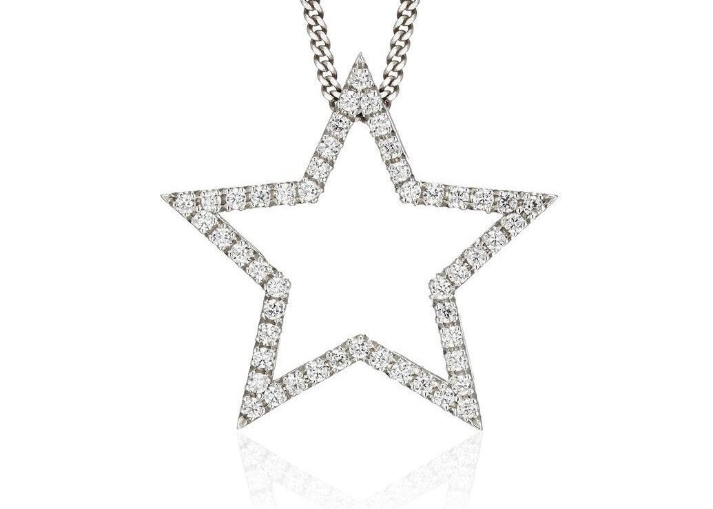 Diamond Star Necklace, 14k Gold Star Necklace, Solid Gold Star Pendant ...