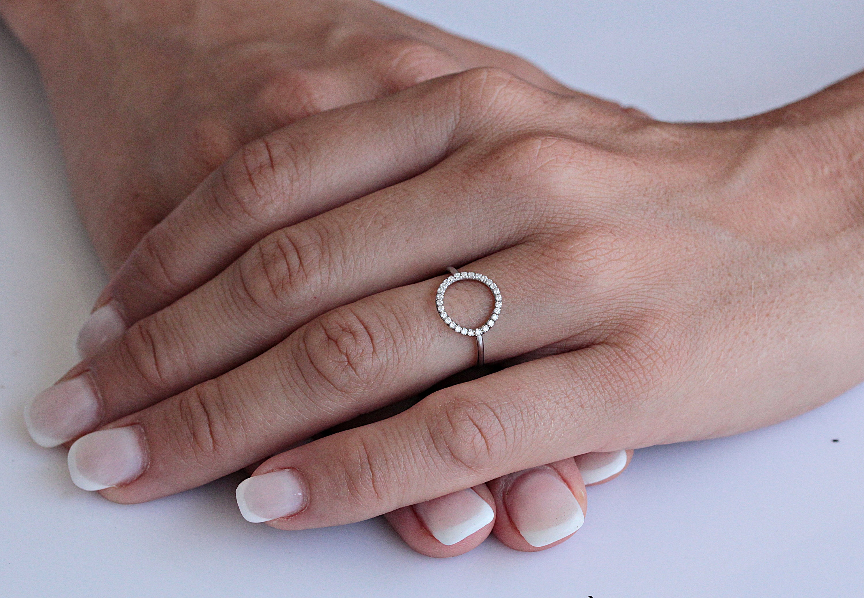 Open Circle Diamond Ring Set in 14k 18k Gold Ring - Etsy