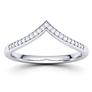 14k Chevron Diamond Ring, Solid Gold Diamond V Ring - Etsy