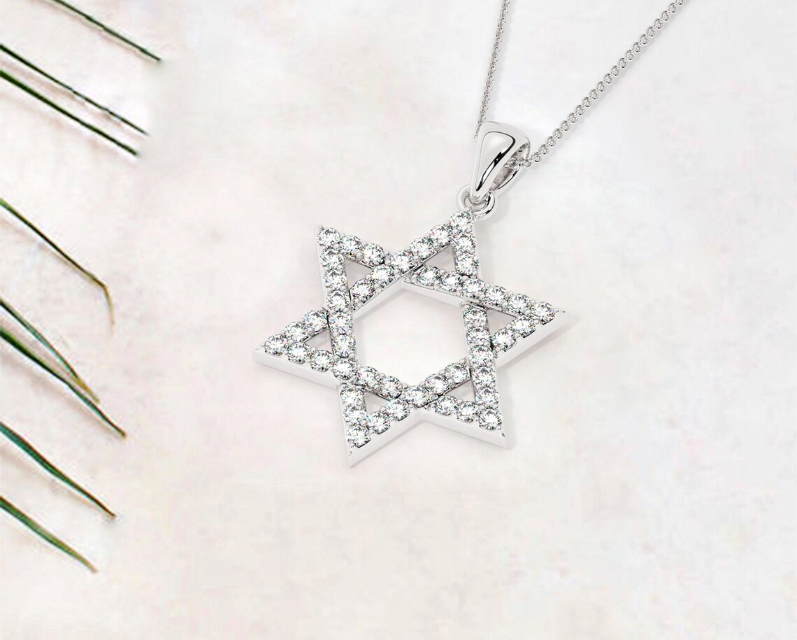 Diamond Star of David Necklace / 14k Solid Gold Magen David - Etsy