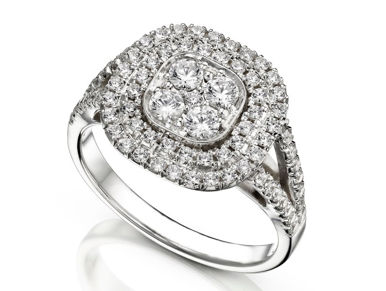 Diamond Cluster Ring Micro Pave Anniversary Diamond Ring Set - Etsy