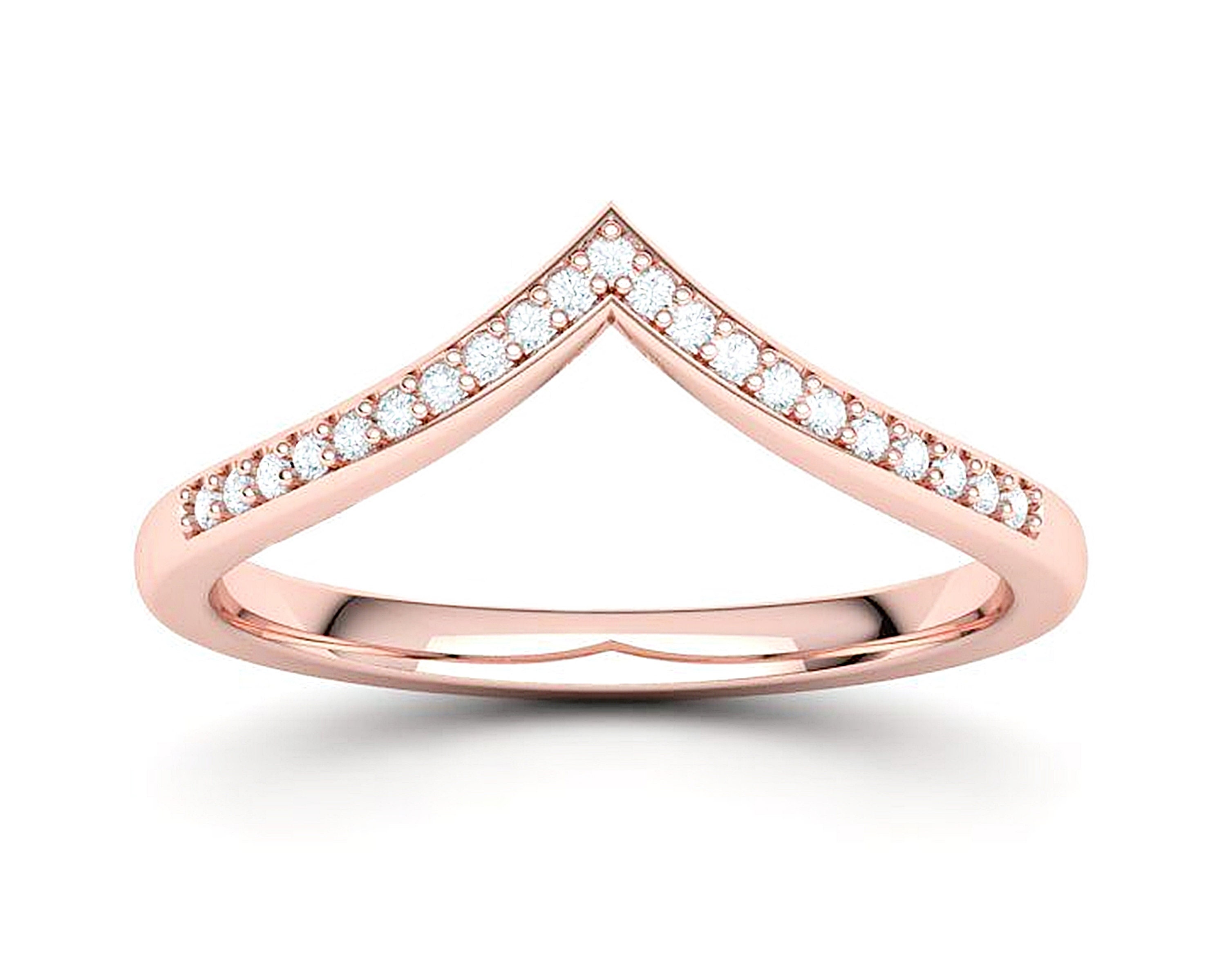 14k Chevron Diamond Ring Solid Gold Diamond V ring | Etsy