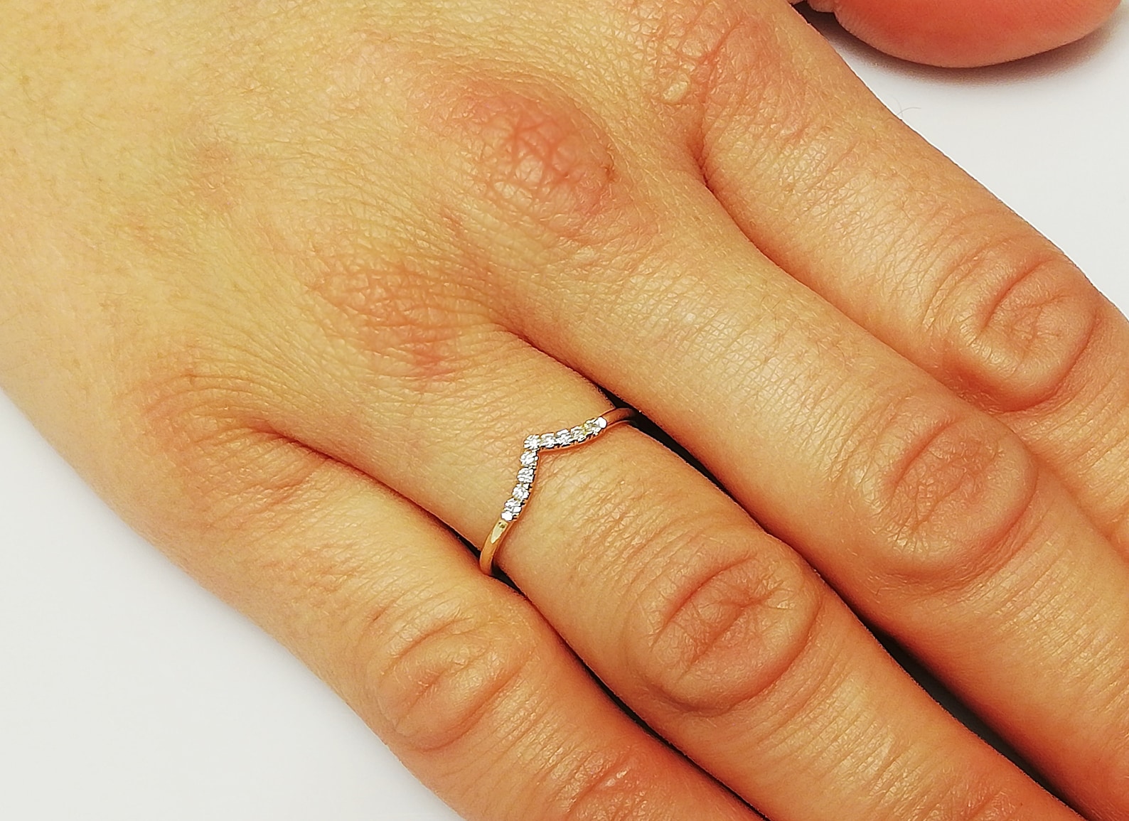 Diamond Chevron Ring Solid Gold Thin Diamond V Ring | Etsy