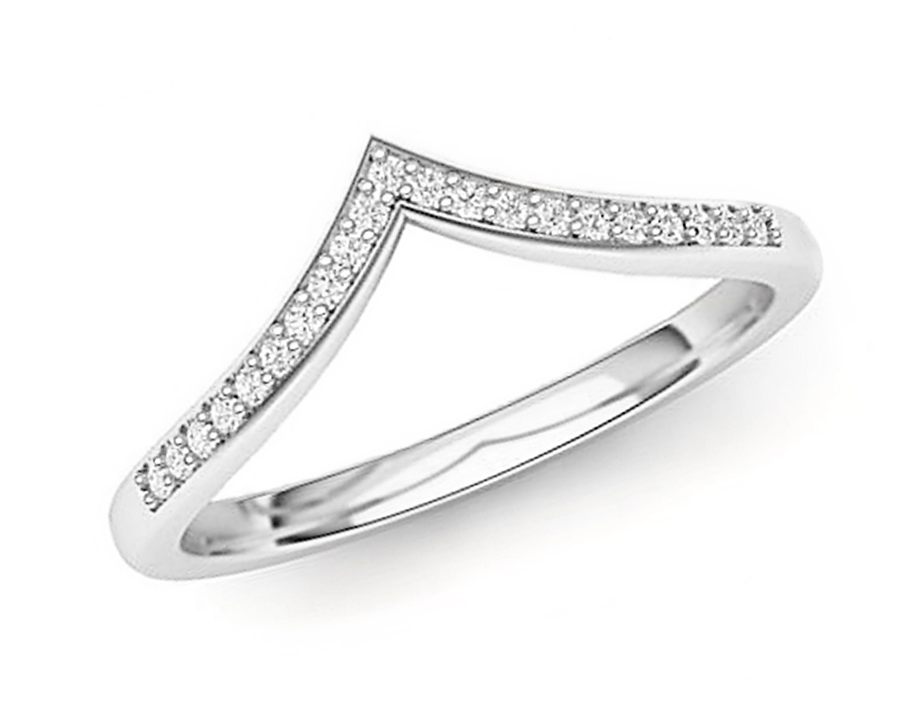 14k Chevron Diamond Ring Solid Gold Diamond V ring | Etsy