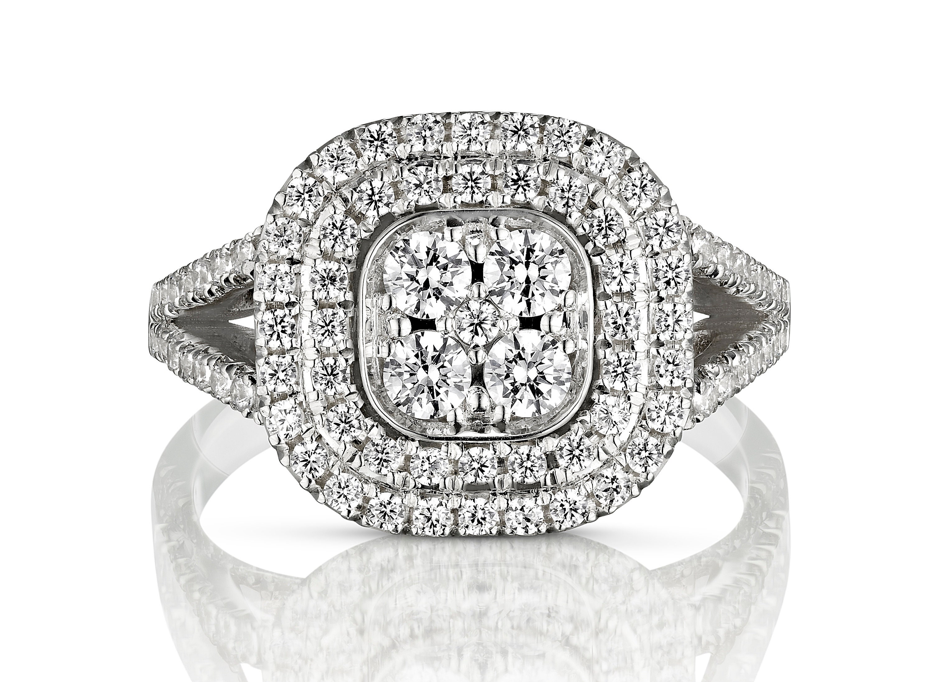 Diamond Cluster Ring, Micro Pave Anniversary Diamond Ring Set With 0.83 ...