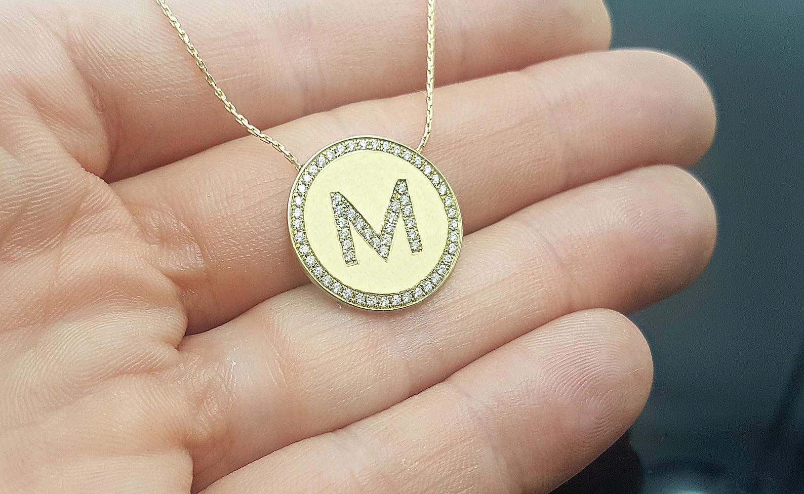 Diamond Letter Necklace Diamond Initial Necklace 14k Solid - Etsy