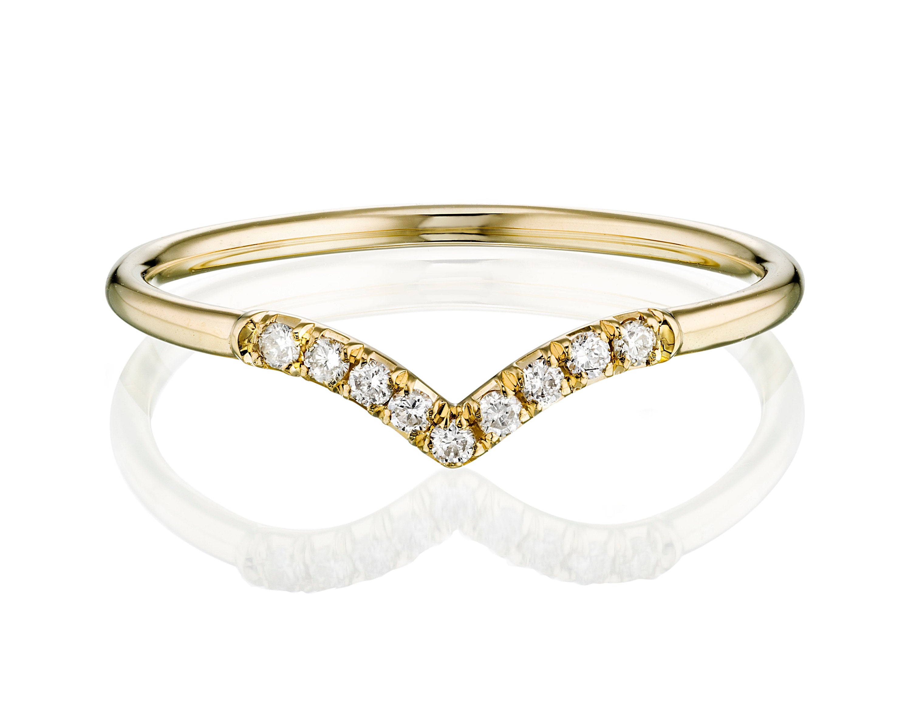 Diamond Chevron Ring Solid Gold Thin Diamond V Ring | Etsy