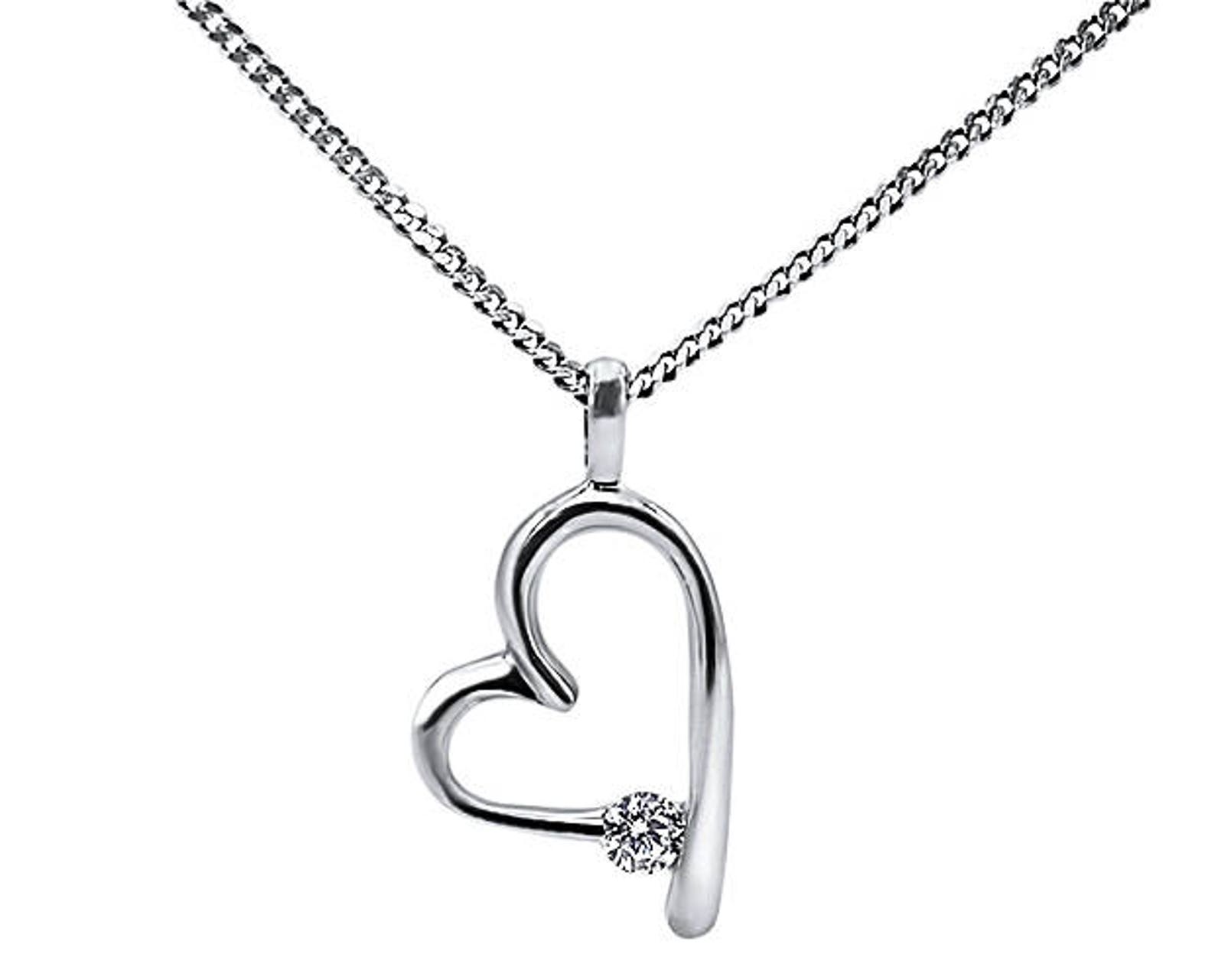 Open Heart Diamond Necklace, Open Heart Gold Charm Necklace, Love ...