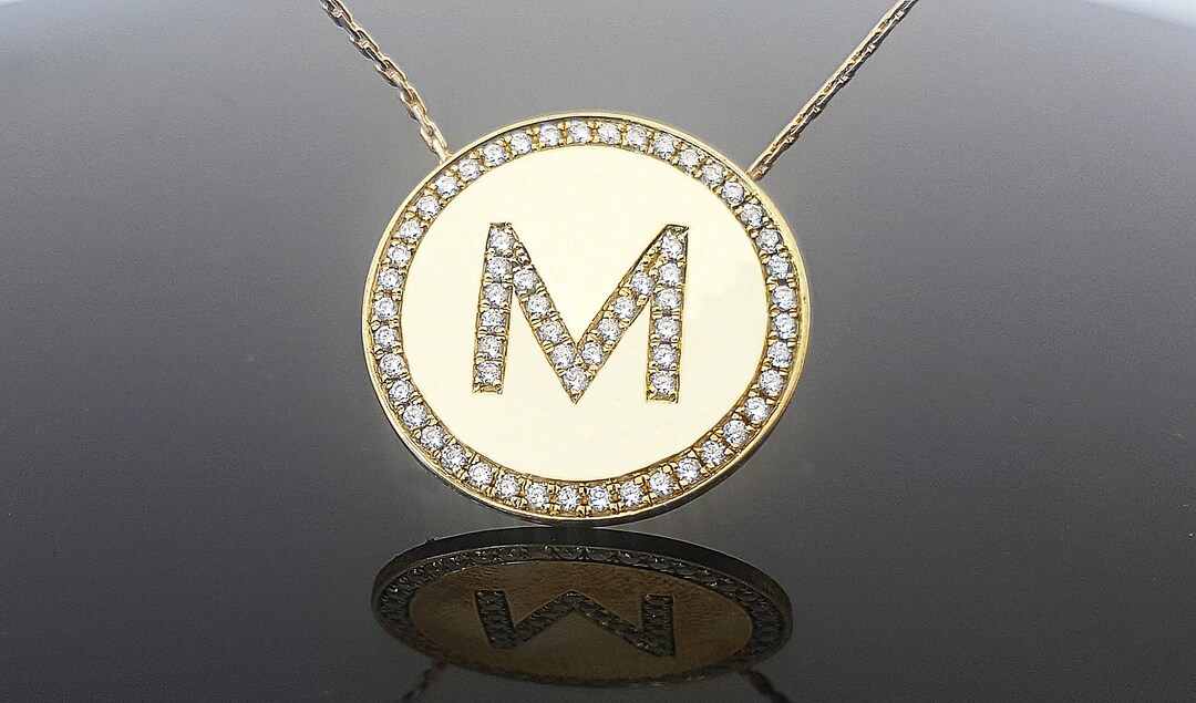 Diamond Letter Necklace, Diamond Initial Necklace, 14k Solid Gold ...