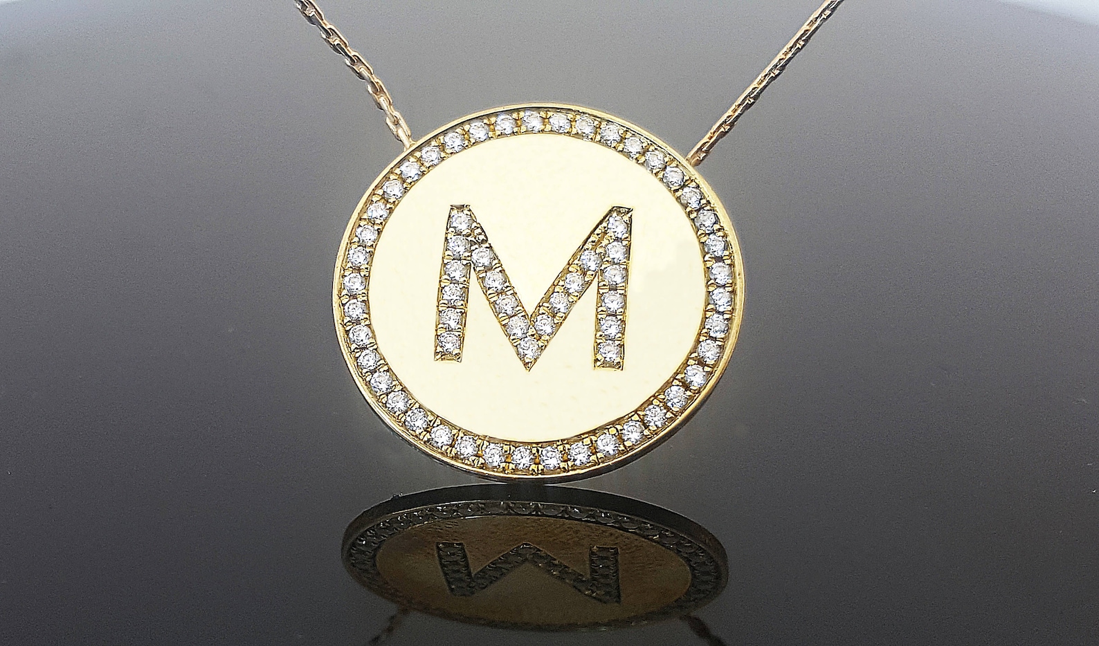 Diamond letter necklace diamond initial necklace 14k solid | Etsy