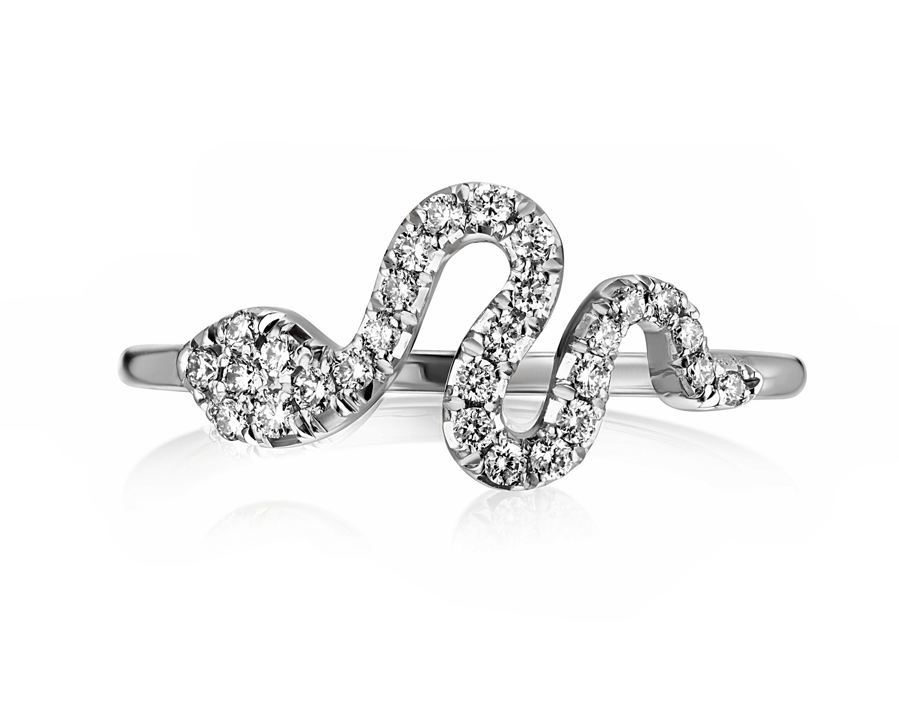 Diamond Snake Ring Set With 28 Diamonds | Etsy
