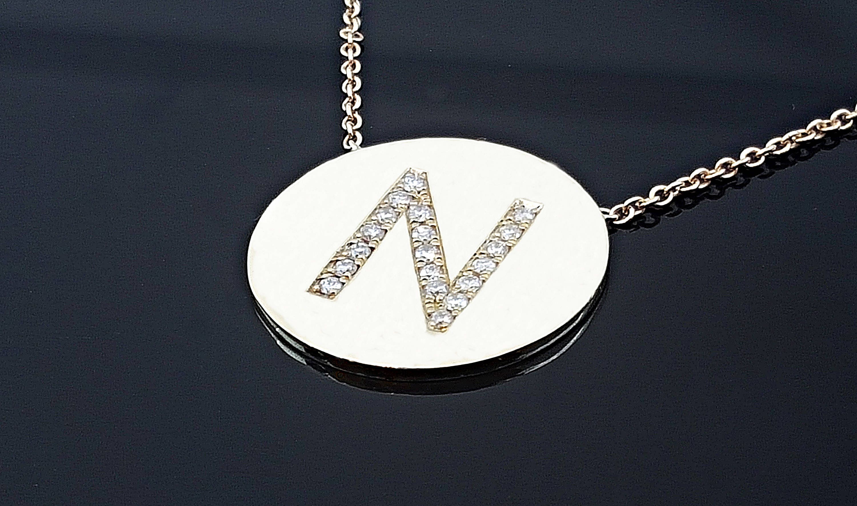 Diamond Initial Necklace Diamond Letter Necklace 14k Solid - Etsy
