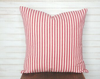 Red Striped Pillow - Etsy