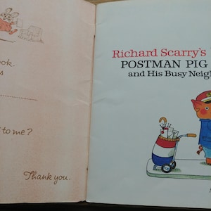 Richard Scarry's Postman Pig and His Busy Neighbors, Vintage Kid's Paperback Book - Etsy