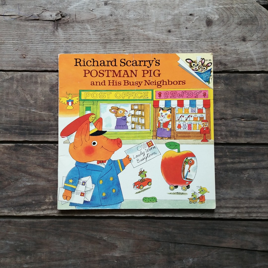 Richard Scarry's Postman Pig and His Busy Neighbors, Vintage Kid's Paperback Book - Etsy