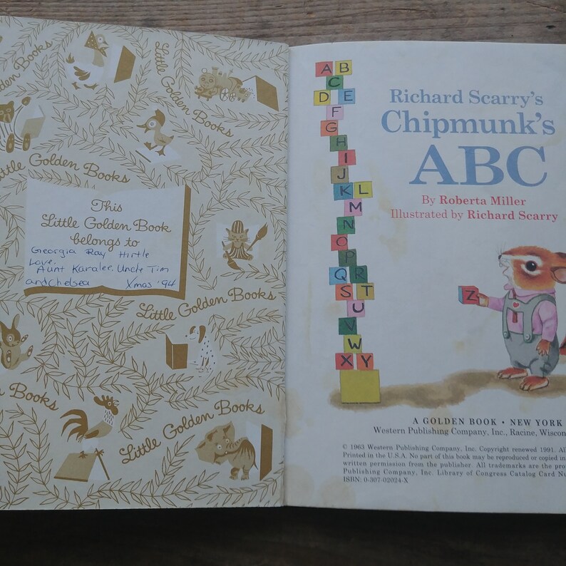 Richard Scarry's Chipmunk's ABC Little Golden Book | Etsy