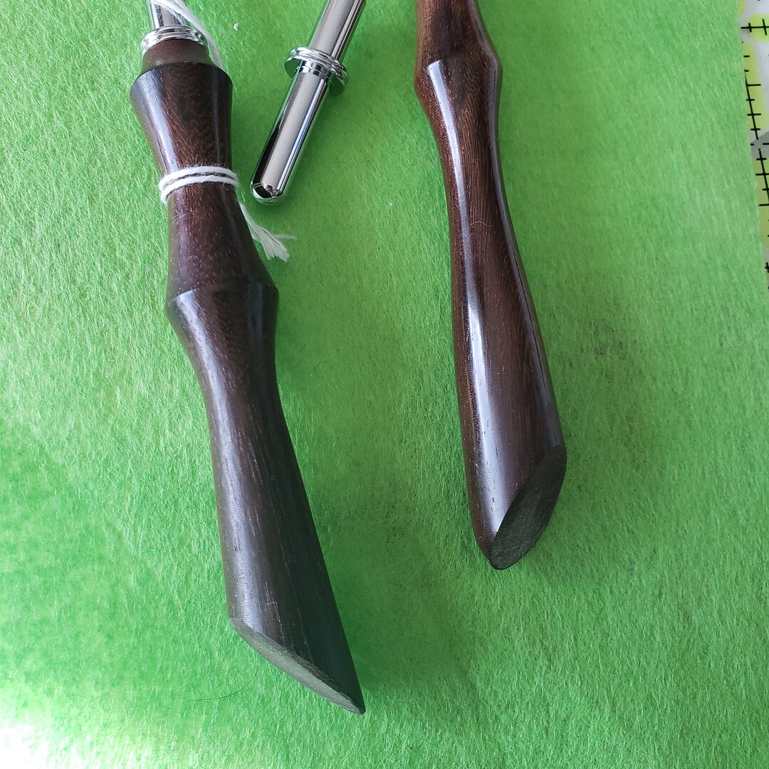 Ebony Finger Press, Chrome Metal Stiletto/fingerpress in One, Turned ...