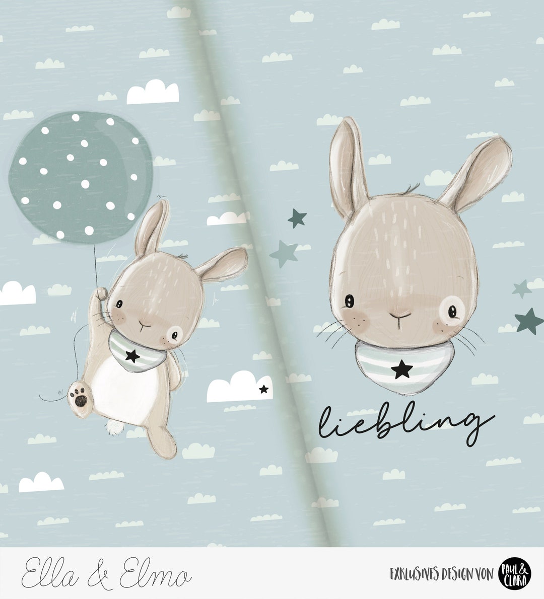 Birthday Elmo Panel Mint Bunny With Stars organic Jersey - Etsy