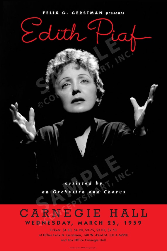 Edith Piaf at Carnegie Hall Poster - Etsy