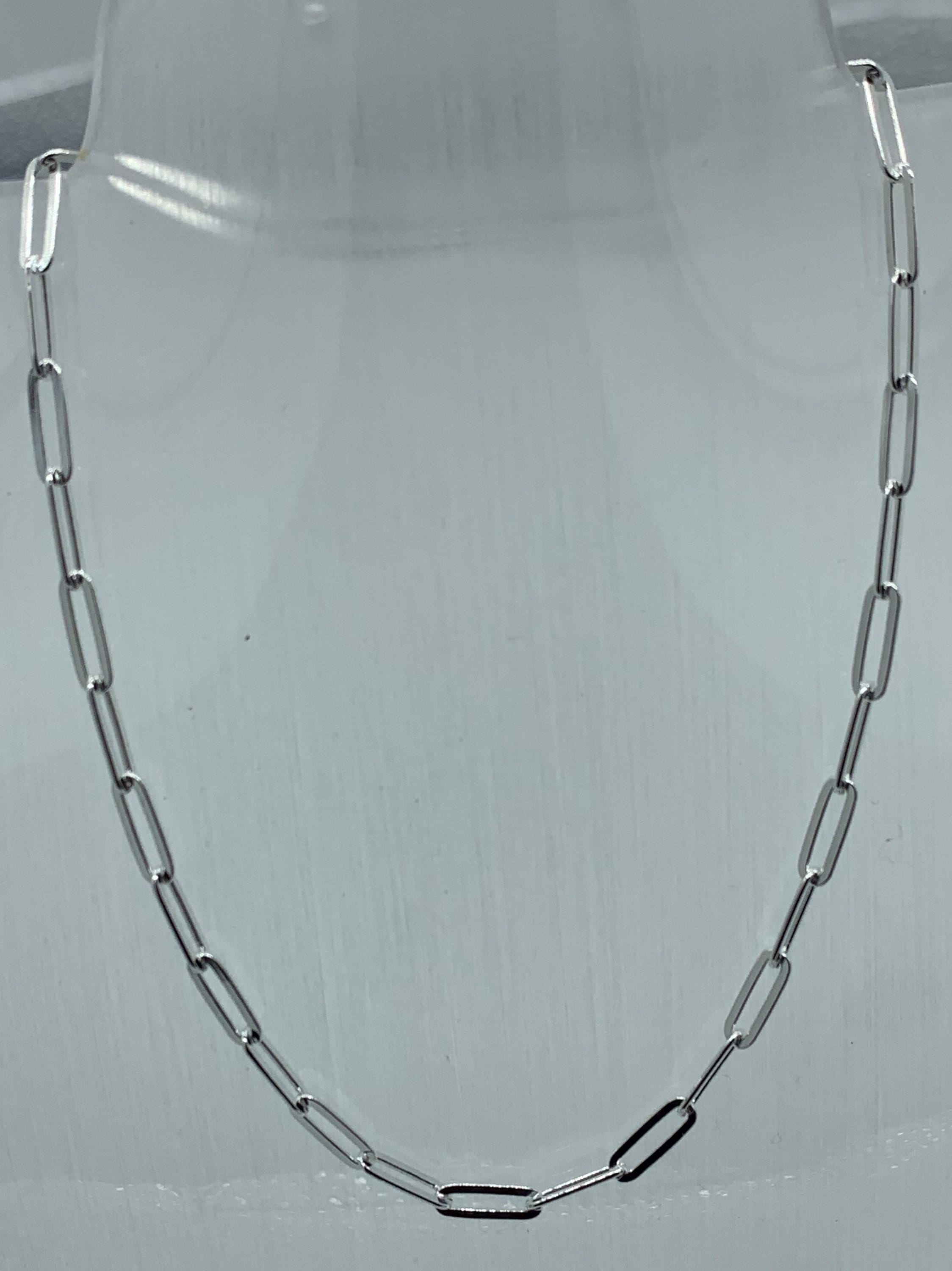 Sterling silver paper clip chain necklace | Etsy