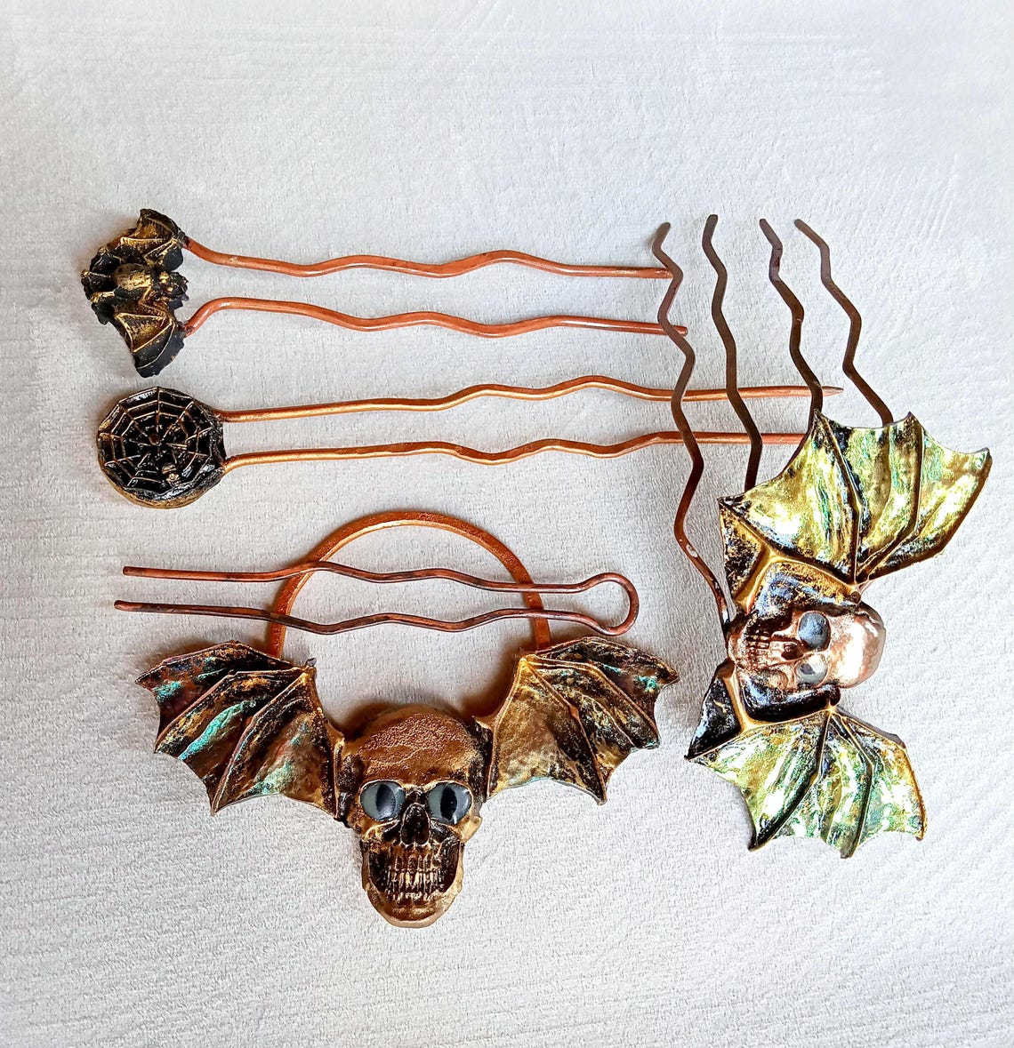 Hairstyle Set Iridescent Bat Wings Hair Slide Witchy Mysterious Gothic ...