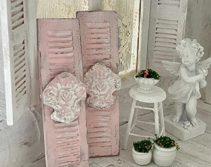 Shabby Pair of Miniature Shutters. Cottage Miniature Decorative ...