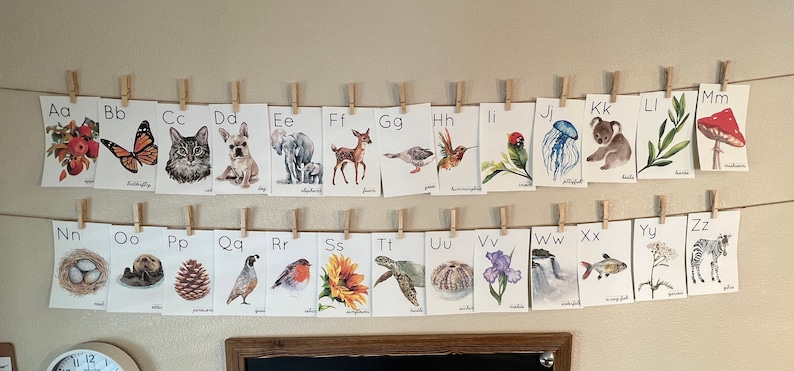 Early Learning Nature Themed Printable Alphabet Flashcards Watercolor ...