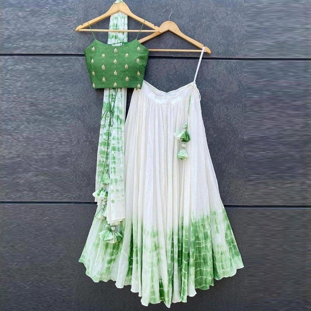 Shibori Marble Dyed Lehenga With Raw Silk Hand Embroidered Blouse in ...