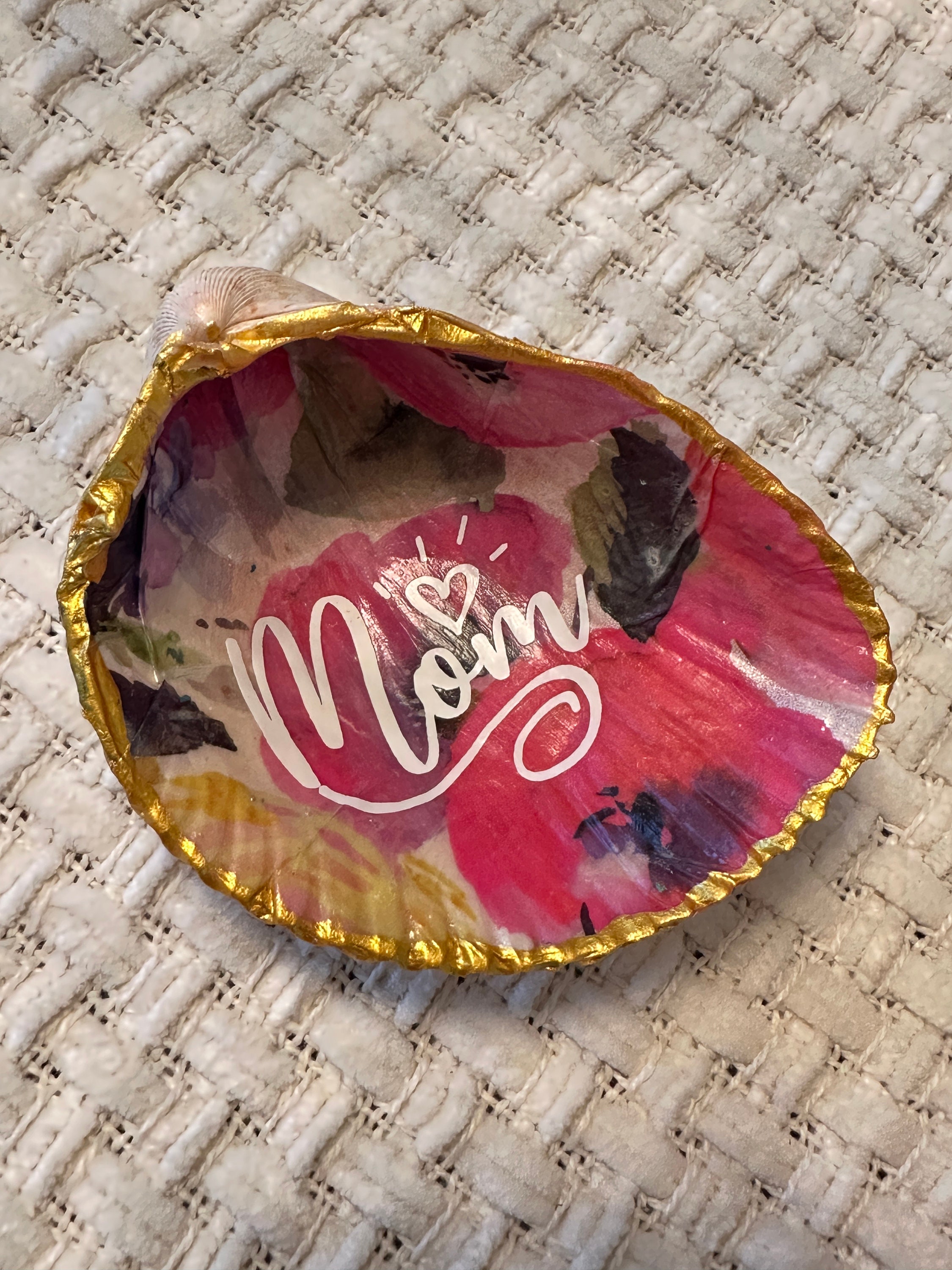 Seashell Decoupage Message Ring Dish,trinket Shell,mom Gift,friend Gift ...