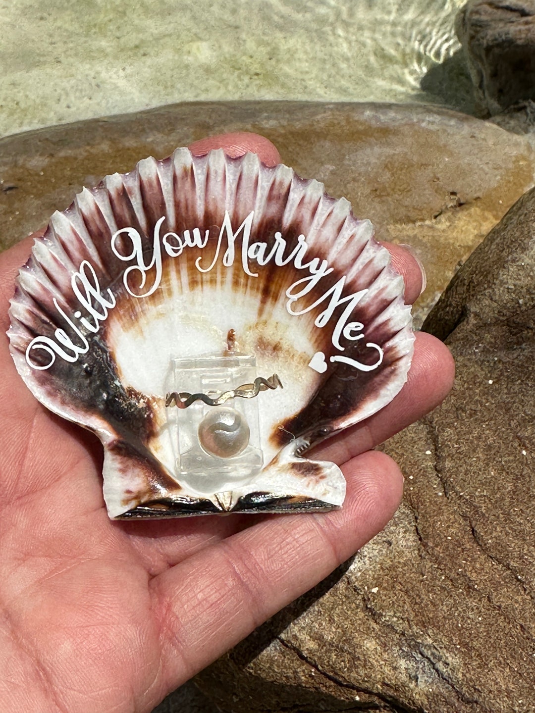 Beach Proposal Ring Holder, Seashell Ring Holder, Proposal Ring Holder ...