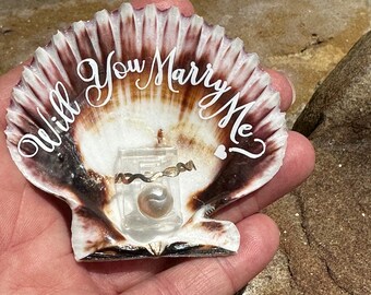 Beach Proposal Ring Holder, Seashell Ring Holder, Proposal Ring Holder ...