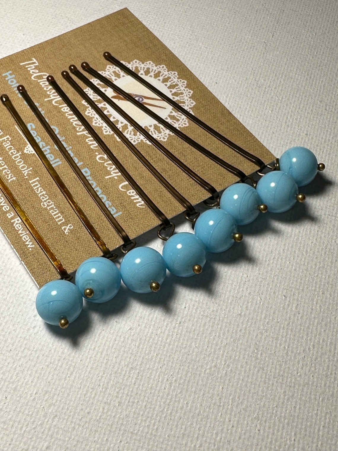 Set of 8 Turquiose Bobby Pins, Friendship Gift, Blue Beaded Bobby Pins ...